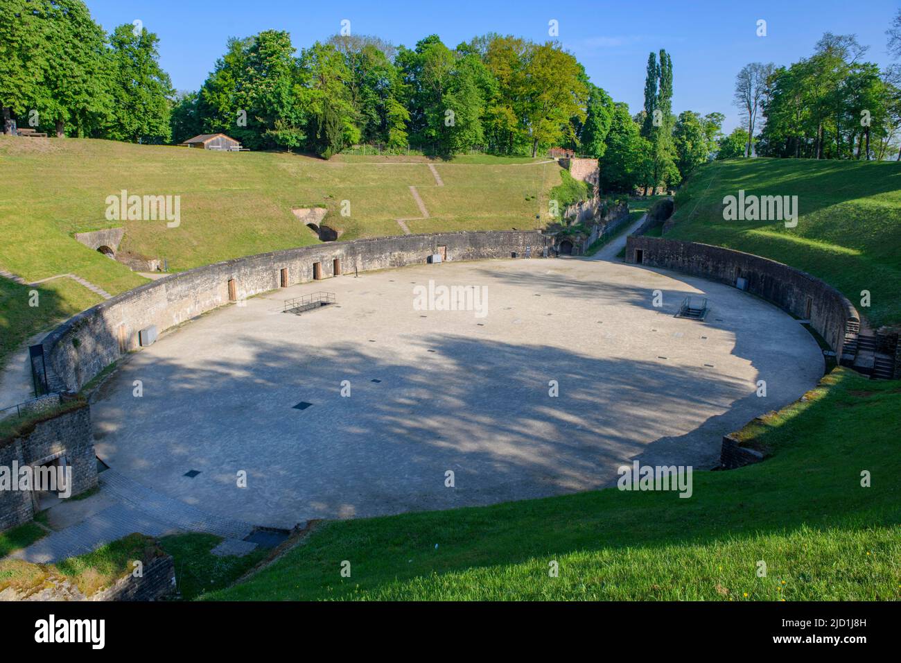 View of arena of historic Roman amphitheatre of Trier Treverorum ...