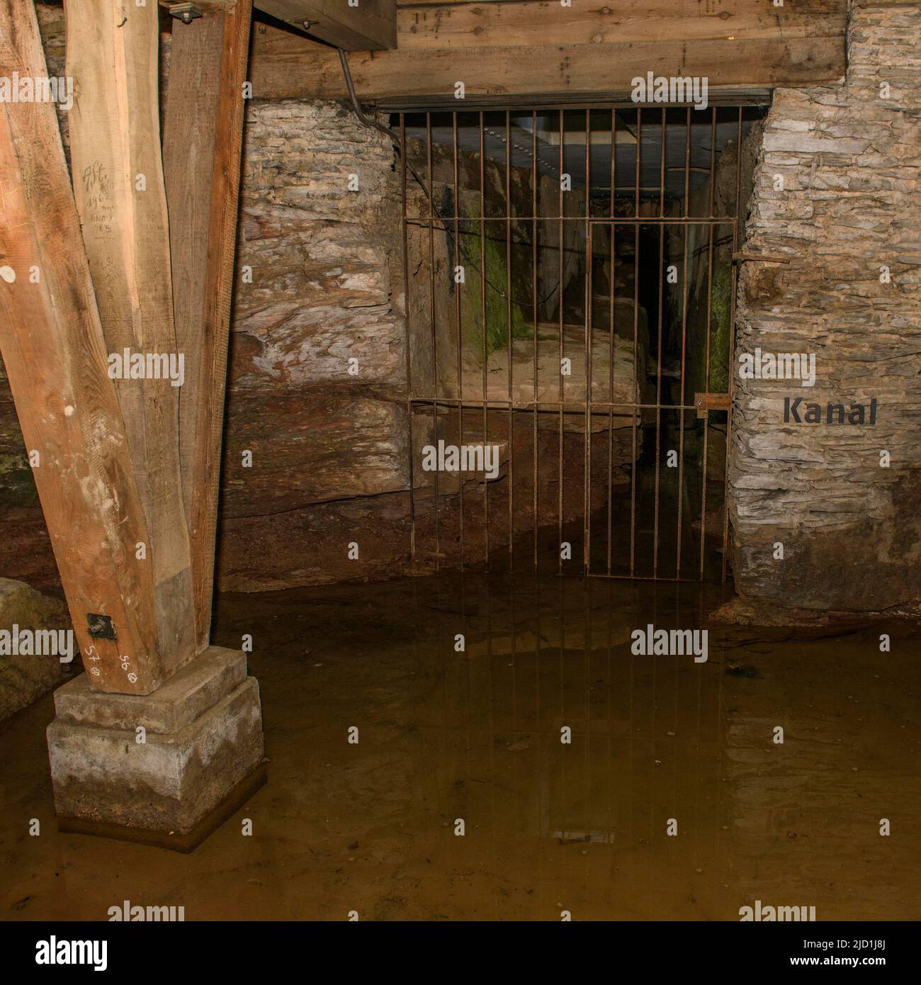 View of antker drainage canal in substructure Arenakeller cellar of ...