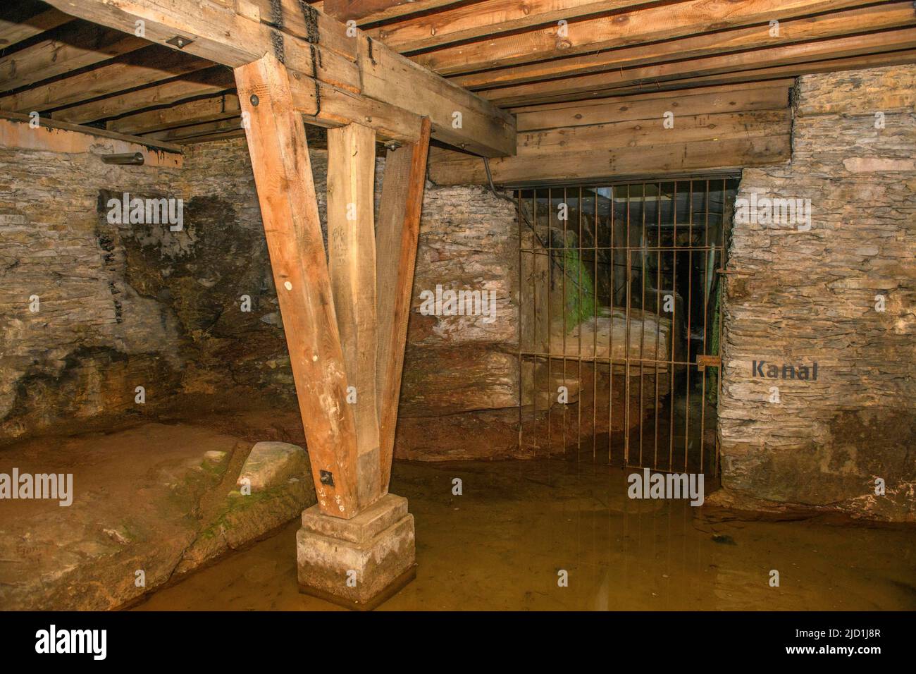 View of antker drainage canal in substructure Arenakeller cellar of ...
