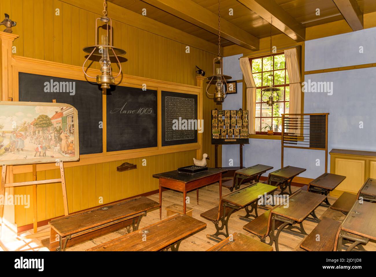 Enkhuizen, Netherlands. An old-fashioned classroom from the last ...
