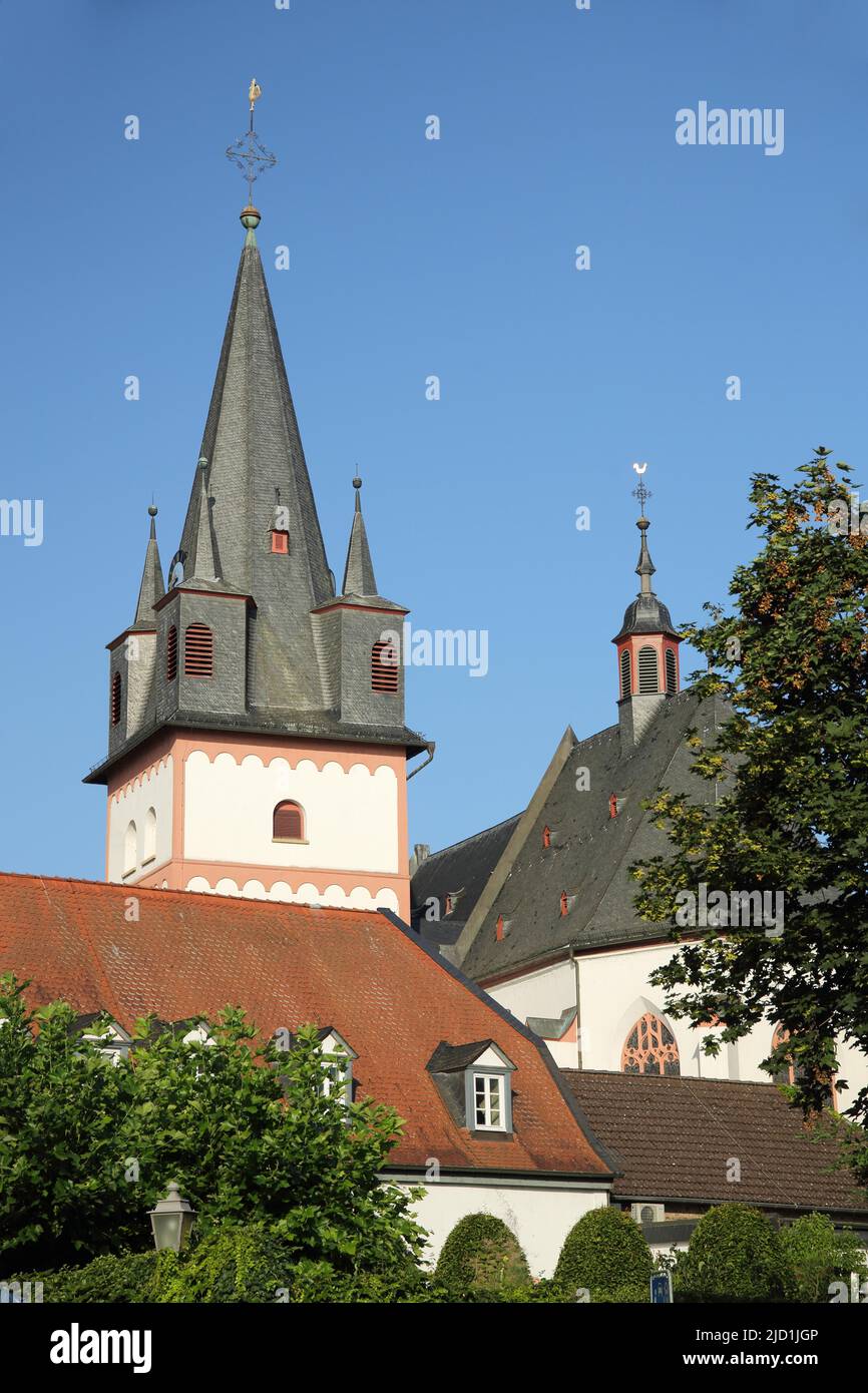 Tower of the Gothic St. Martin Church in Oestrich, Oestrich-Winkel ...