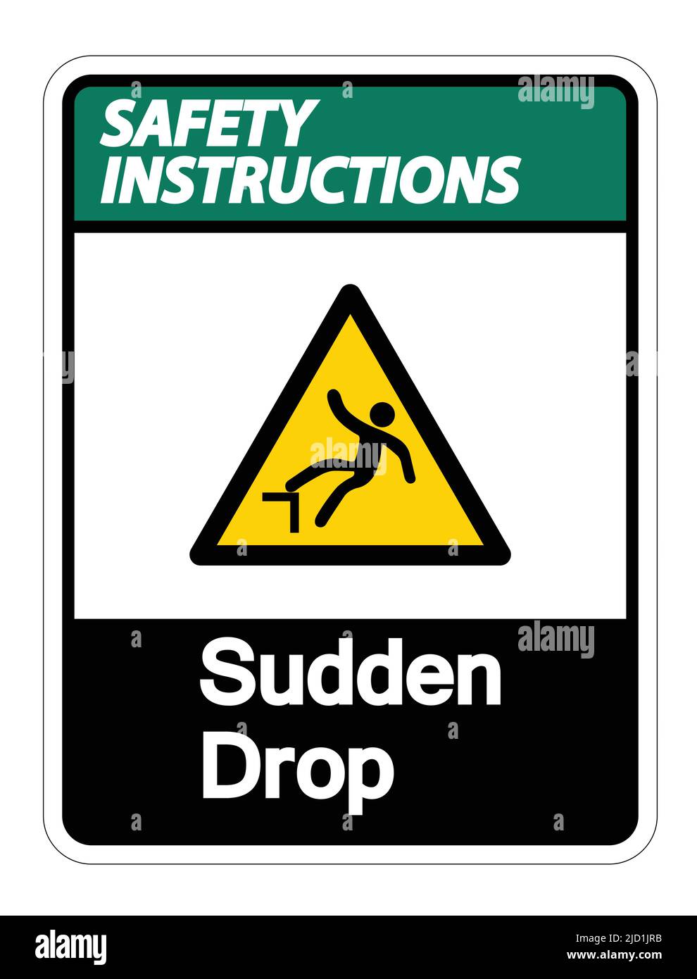 Safety instructions Sudden Drop Symbol Sign On White Background,Vector ...