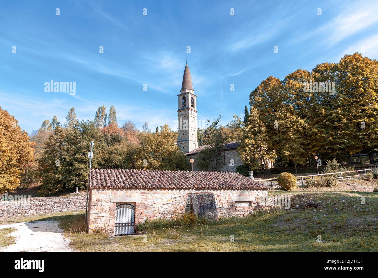 ancient stone bell tower in the ruins of an ancient Roman city Stock ...