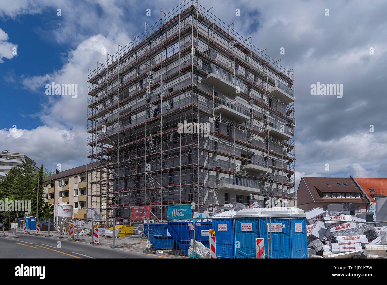 Construction of a high-rise apartment building, Nuremberg, Middle ...