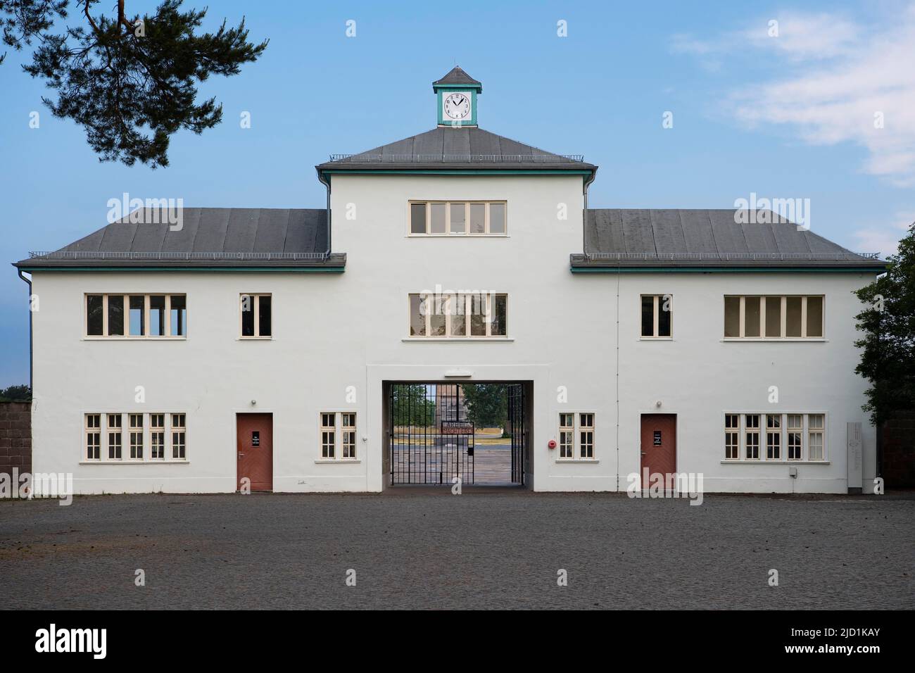 Entrance building with commandant's tower, memorial site, concentration ...