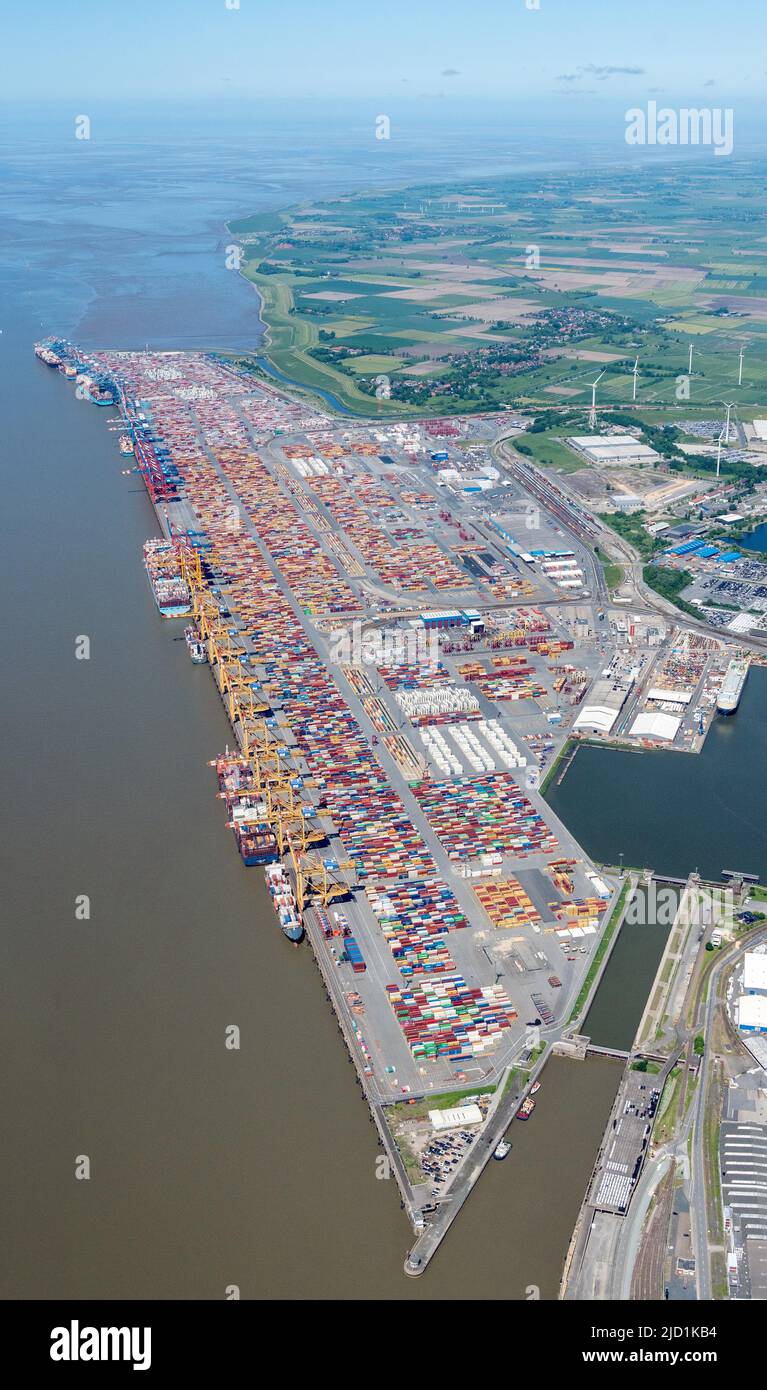 Aerial view of the Container Terminal Bremerhaven, container, container ...