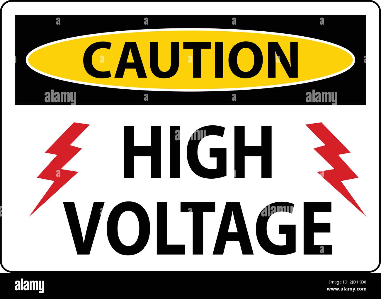 Caution High Voltage Sign On White Background Stock Vector Image & Art ...