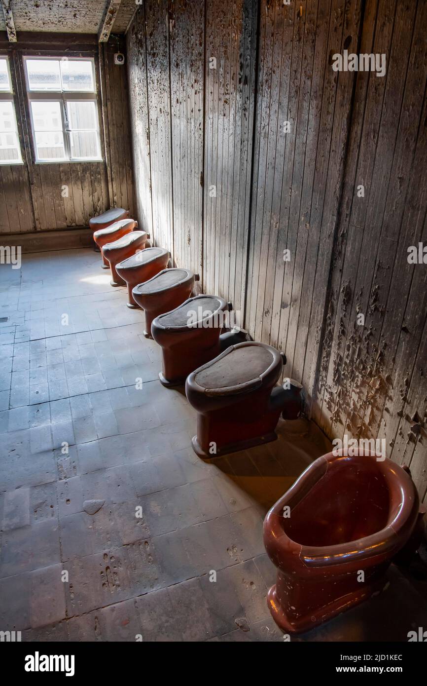 Latrines, toilets and washroom in a prisoners' barrack, Memorial ...