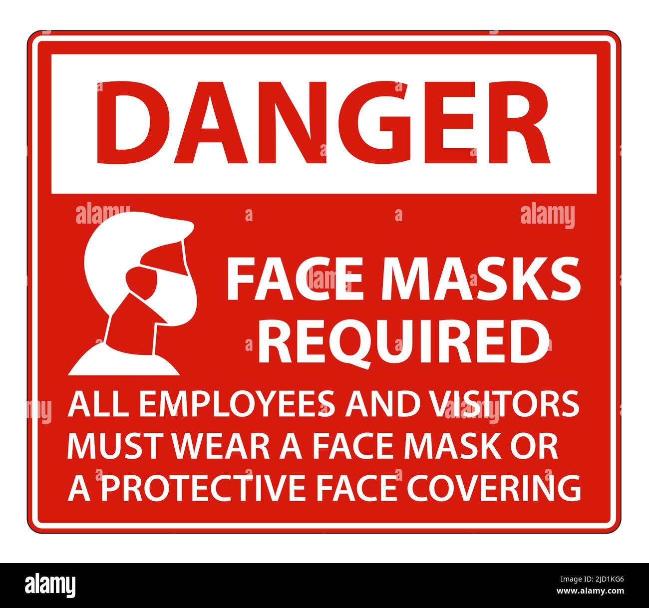 Danger Face Masks Required Sign on white background Stock Vector Image ...