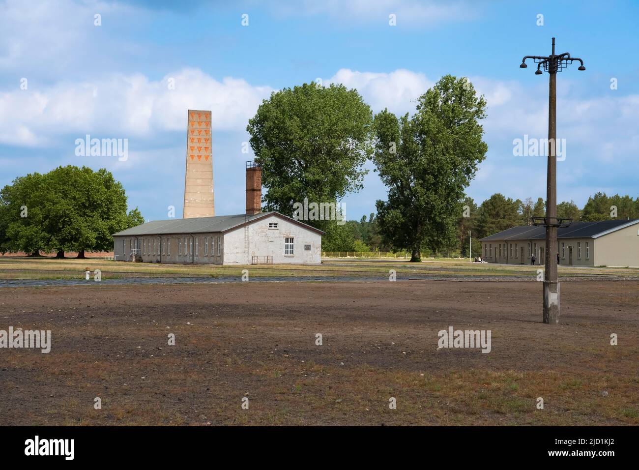 View of the grounds with stylised areas of the former prisoner barracks ...