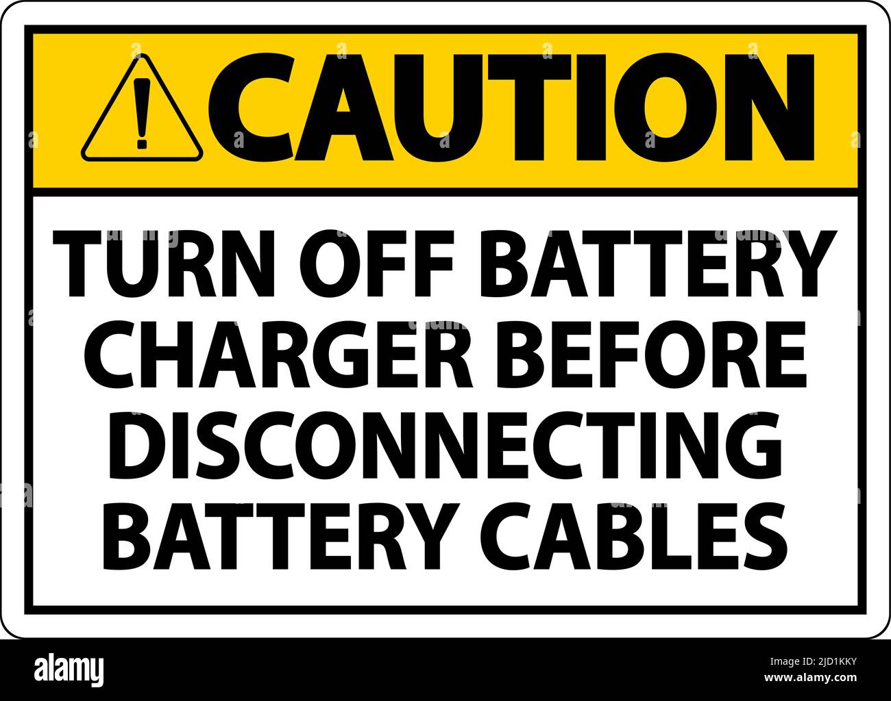 Caution Turn Off Battery Charger Sign On White Background Stock Vector ...