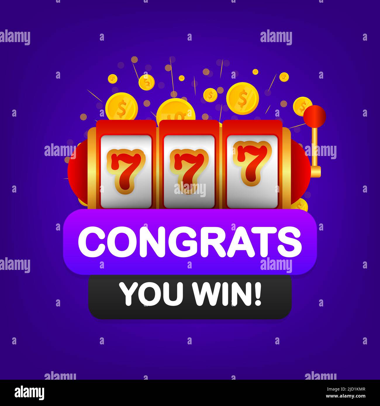 Flat banner with 777 jackpot for concept design. 777 big win concept ...