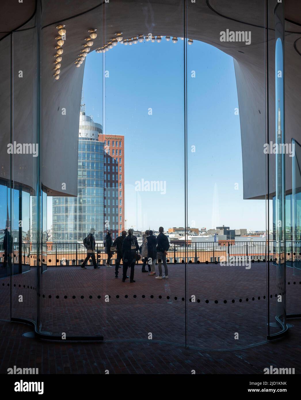 Interior design, public viewing platform, plaza with wind deflectors ...