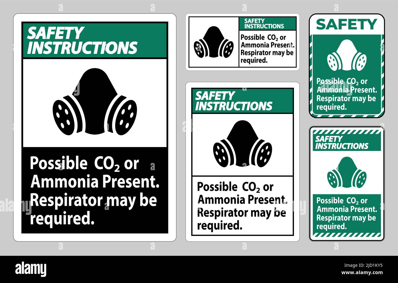 Safety Instructions PPE Sign Possible Co2 Or Ammonia Present ...