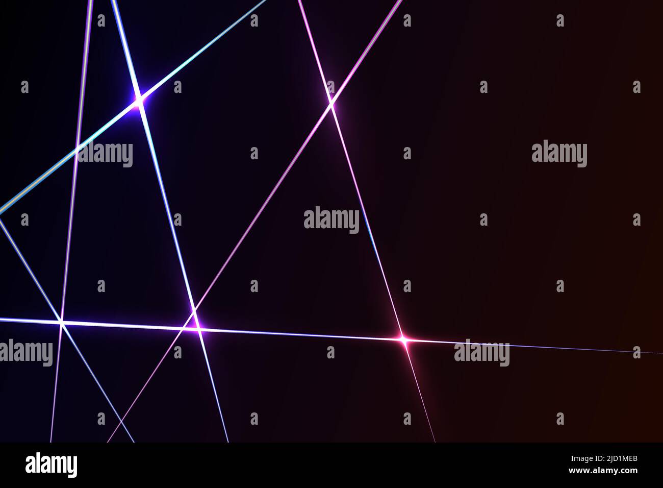 Laser field.Intersecting glowing laser security beams on a dark ...