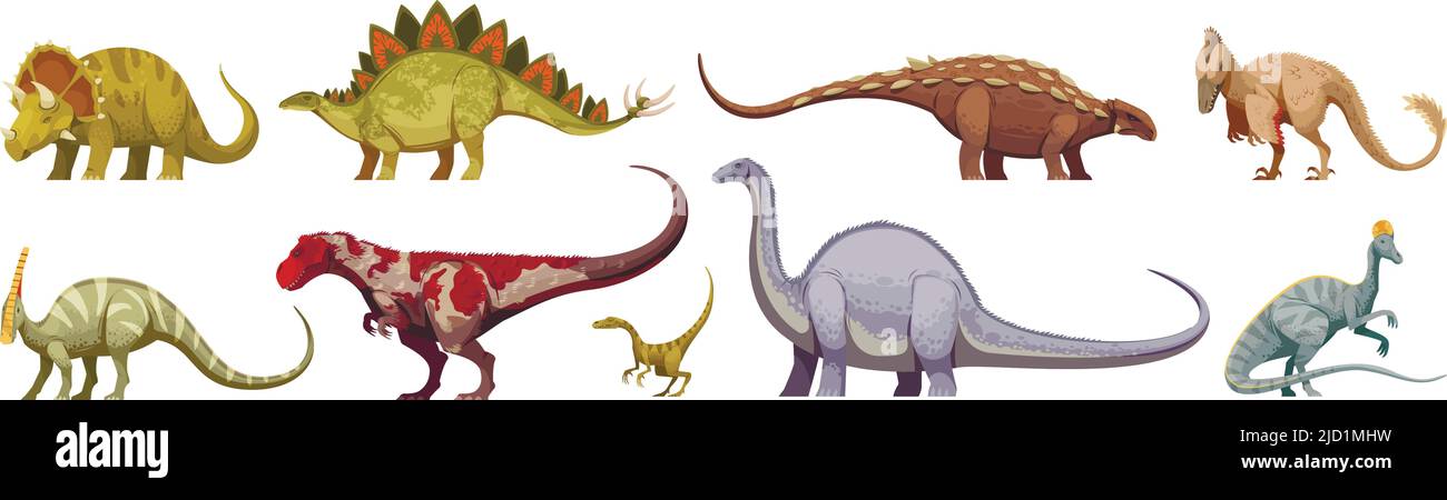 Carnivores and herbivores giants and small animals dinosaurs colored ...