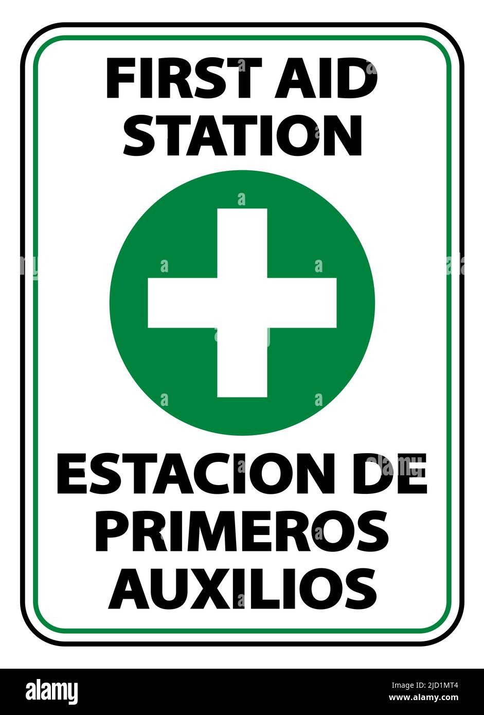 Bilingual First Aid Station Sign on white background Stock Vector Image ...