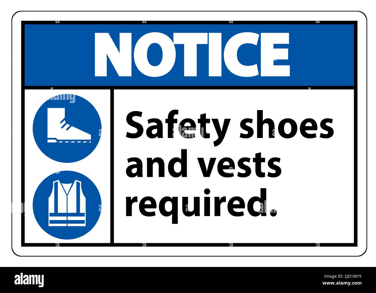Notice Sign Safety Shoes And Vest Required With PPE Symbols on White ...