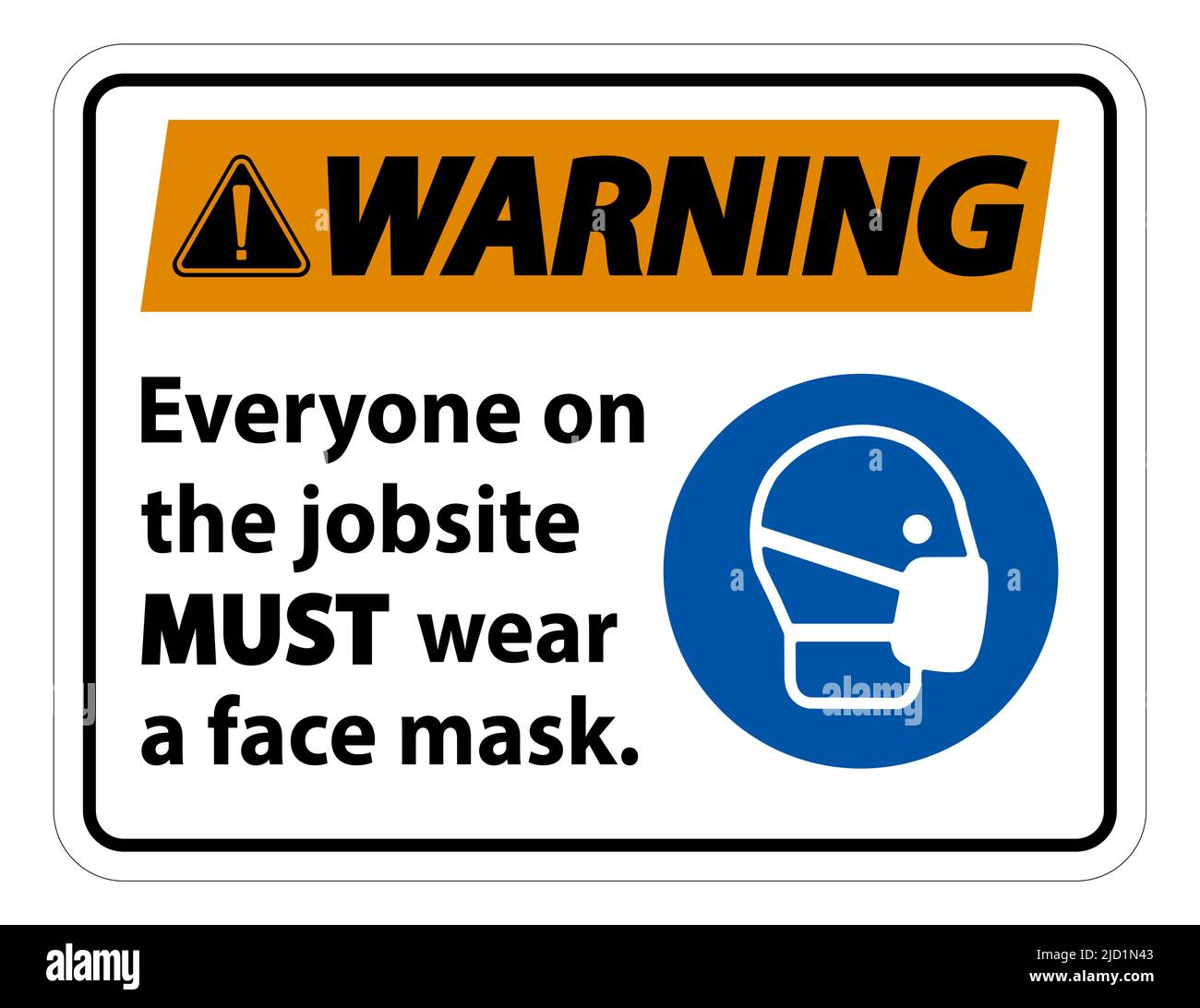 Warning Wear A Face Mask Sign Isolate On White Background Stock Vector ...