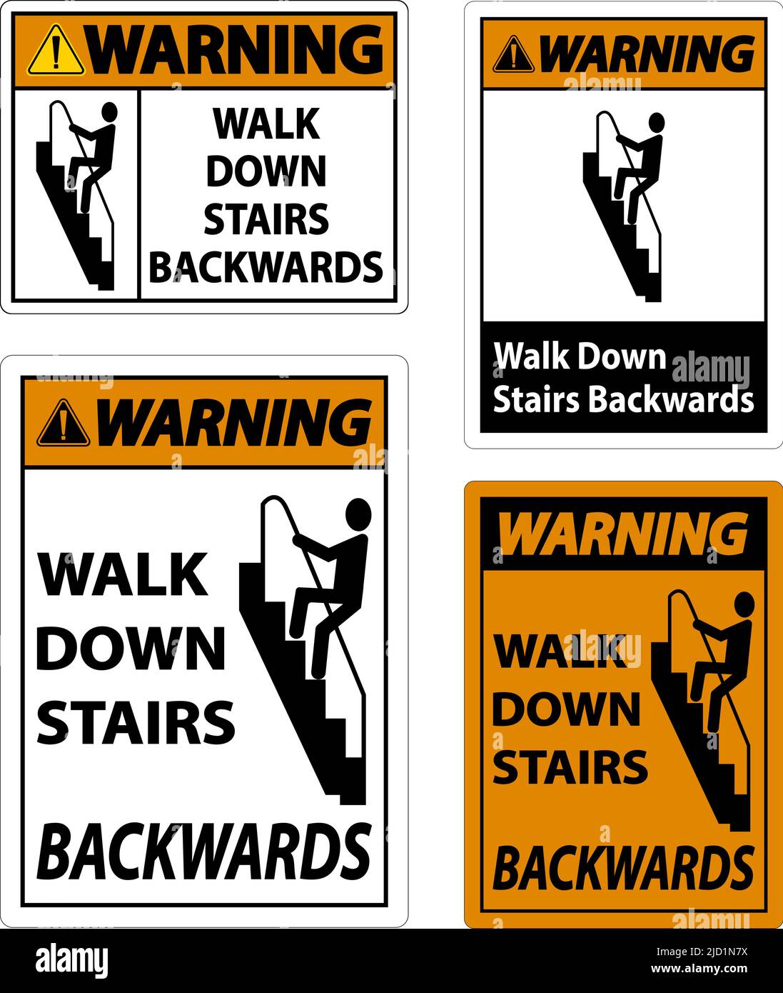 Warning Walk Down Stairs Backwards Sign Stock Vector Image & Art - Alamy