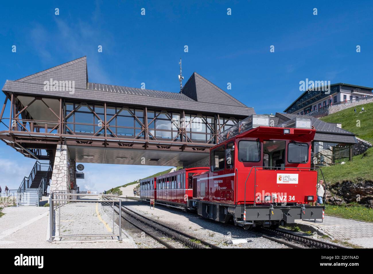 Schafbergbahn in mountain station, Salzkammergut, Upper Austria ...