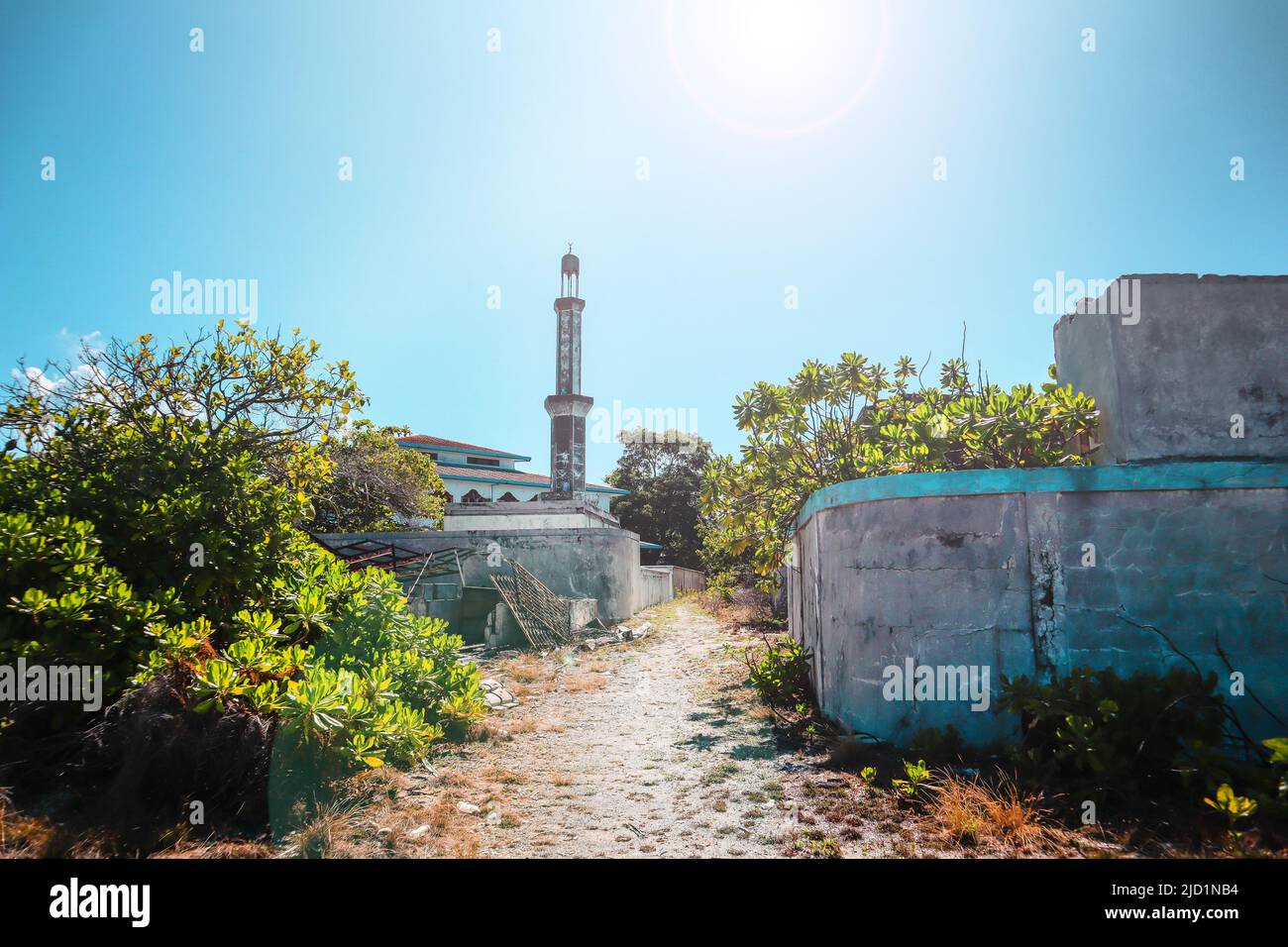 View of the mosque on the abandoned island of kandholhudhoo in the ...
