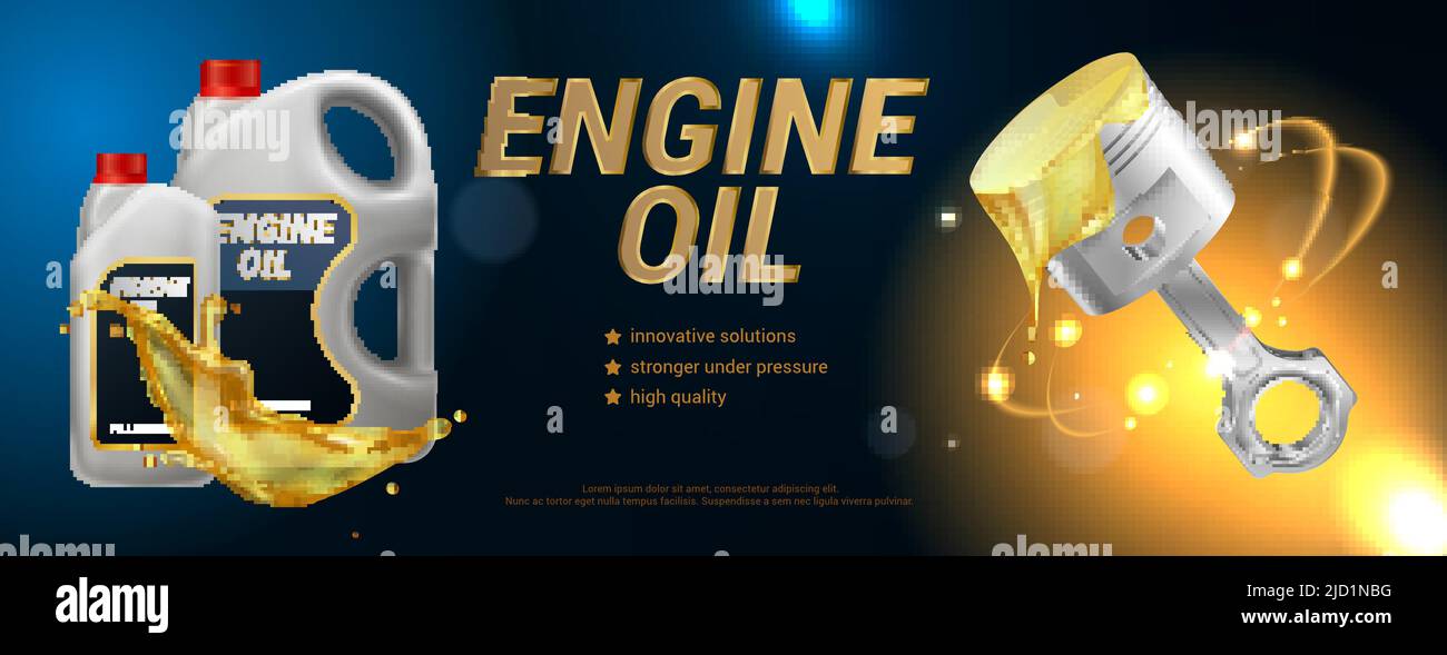 High quality engine oil advertising horizontal poster with description ...