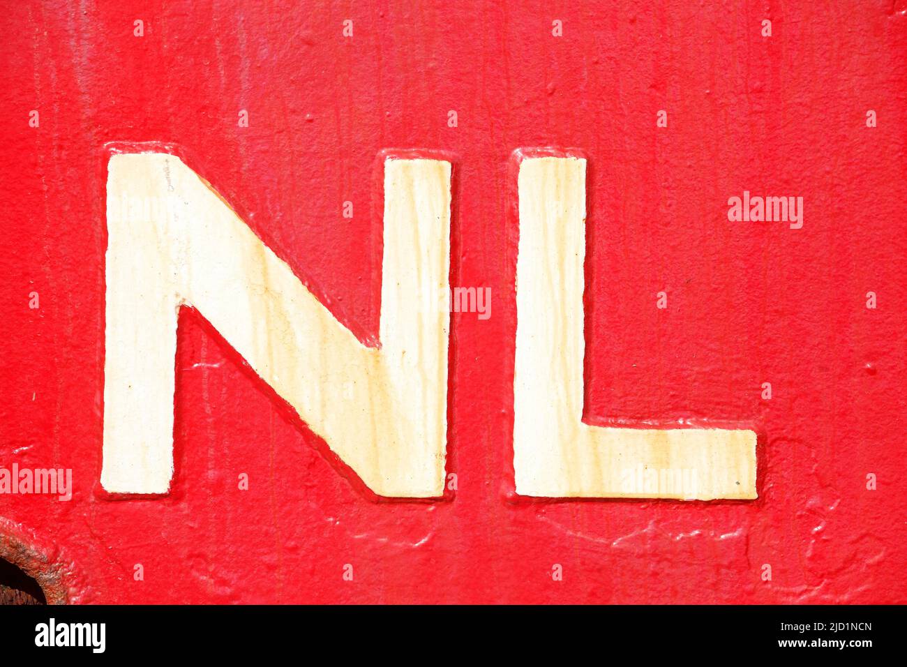 Country sign Netherlands on a red ship's side, Germany Stock Photo - Alamy