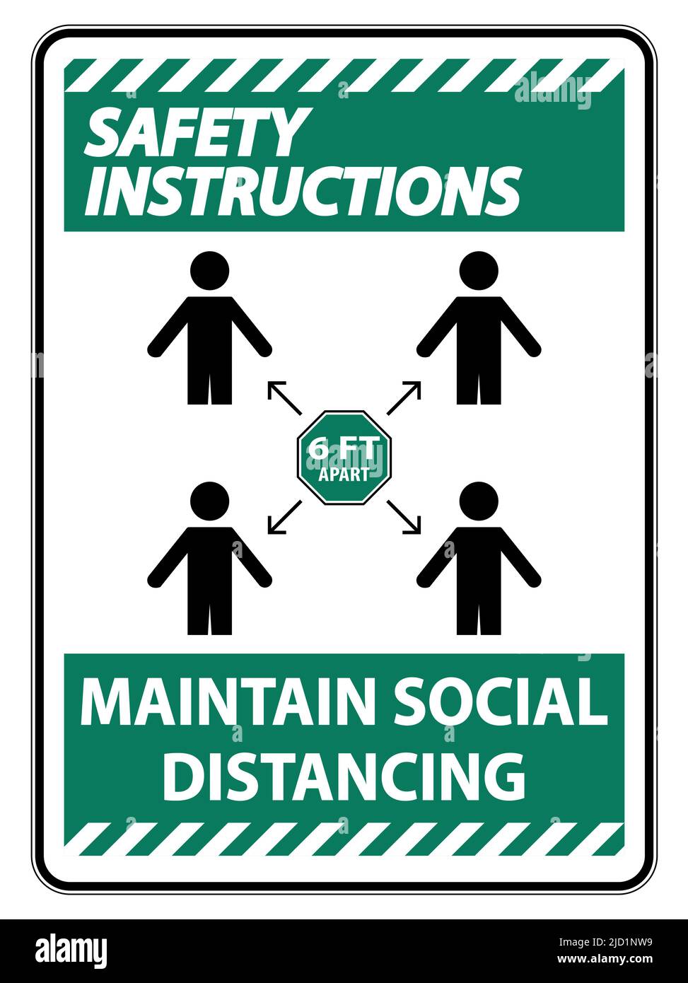 Safety Instructions Maintain social distancing, stay 6ft apart sign ...
