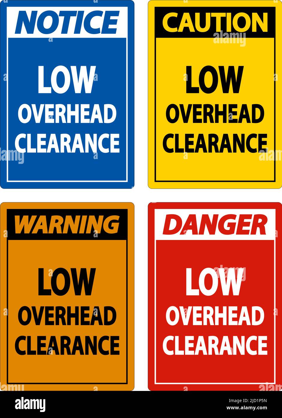 Low Overhead Clearance Sign On White Background Stock Vector Image ...