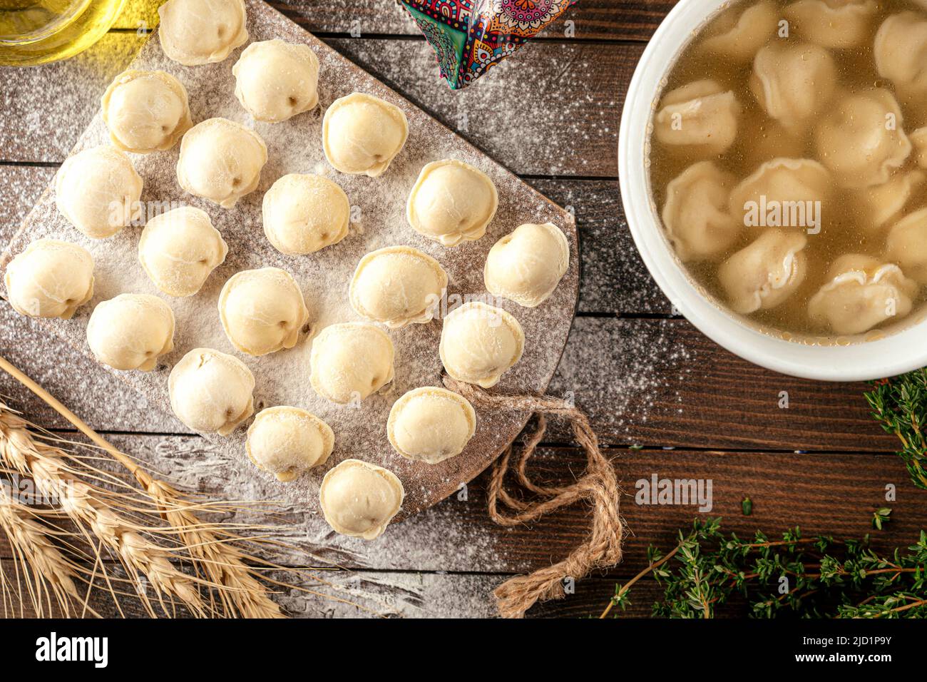 Semi finished pelmeni dumplings Stock Photo - Alamy