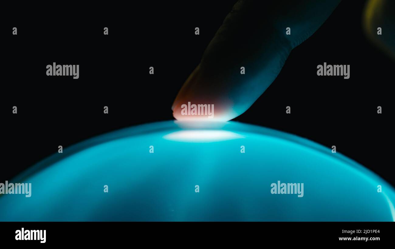 human finger interacts with artificial intelligence Stock Photo - Alamy