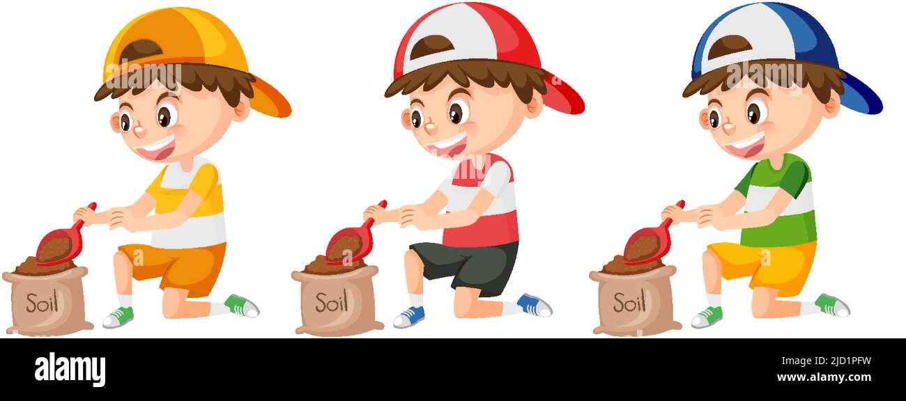Set of boy digging soil illustration Stock Vector Image & Art - Alamy