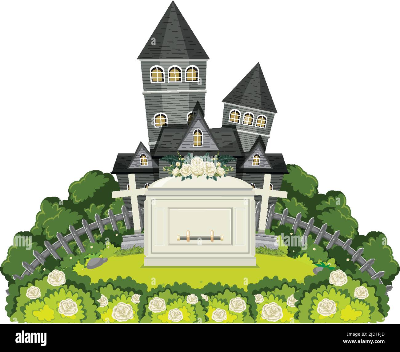 Cemetery graveyard scene isolated illustration Stock Vector Image & Art ...