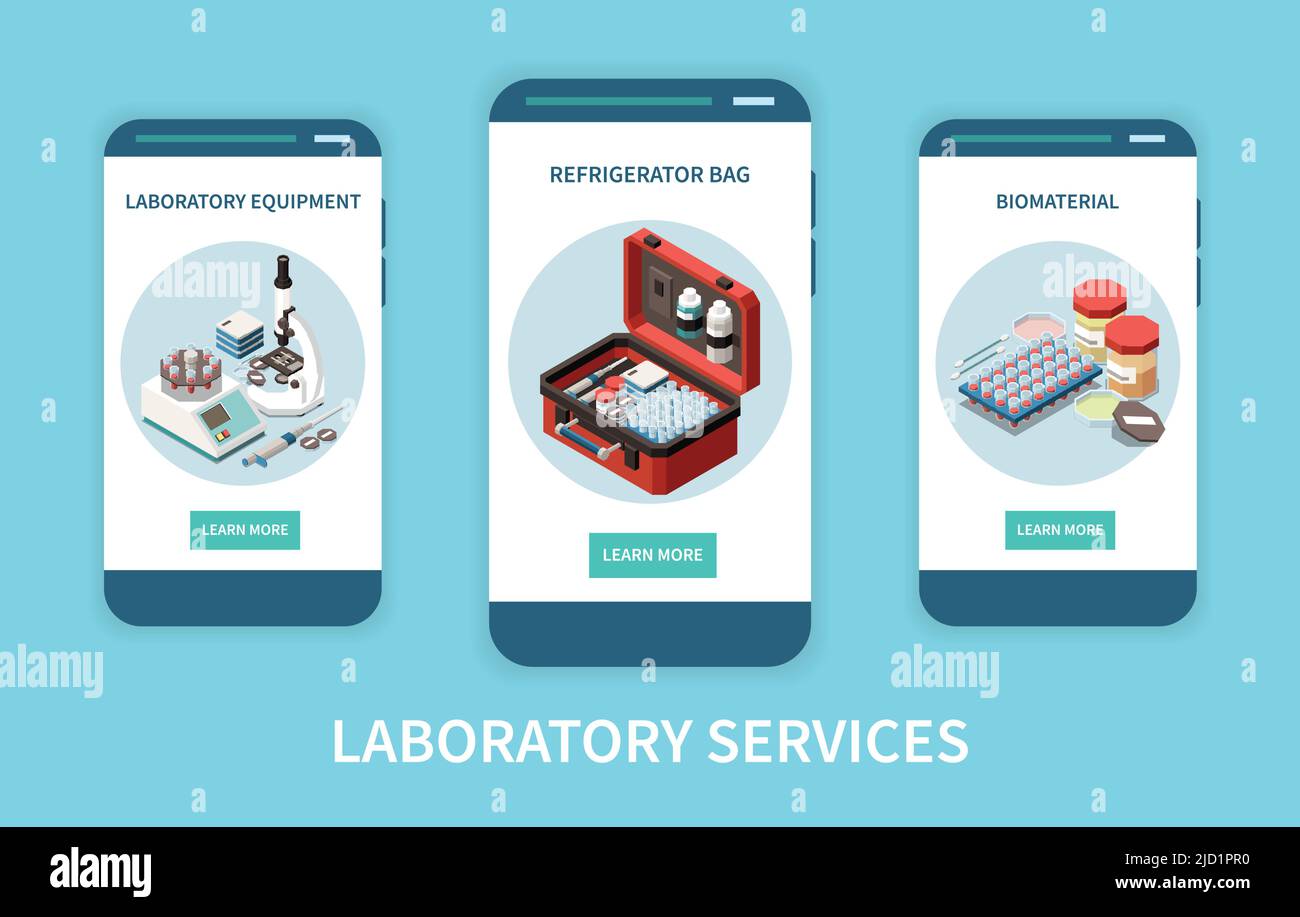 Laboratory diagnostics analysis service isometric set of vertical ...