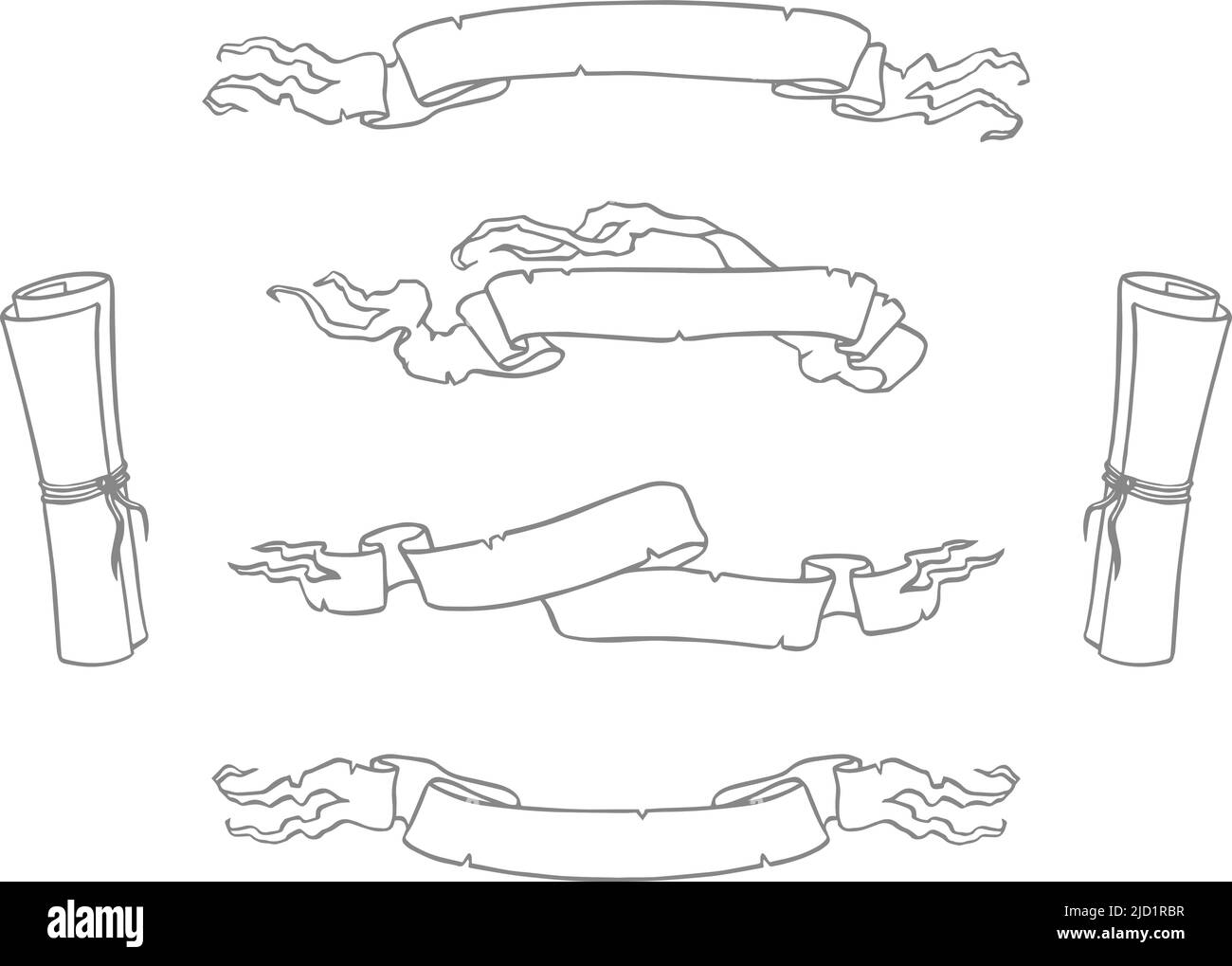 White ribbons, ancient scrolls, space for header, vector graphic Stock ...