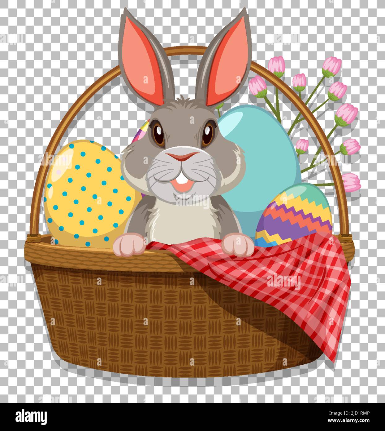 Cute rabbit on grid background illustration Stock Vector Image & Art ...