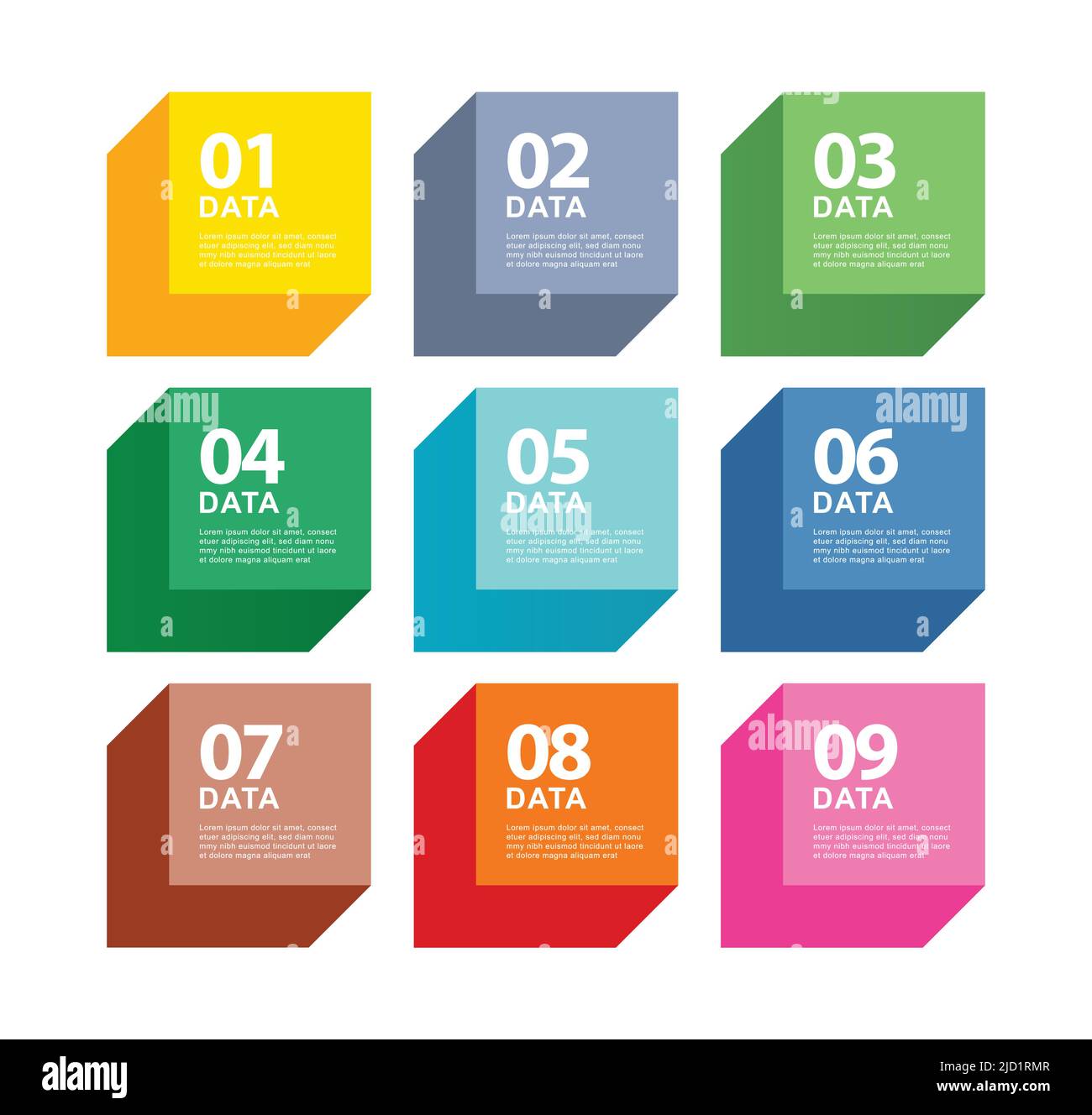 9 data infographics square index template. Vector illustration abstract ...
