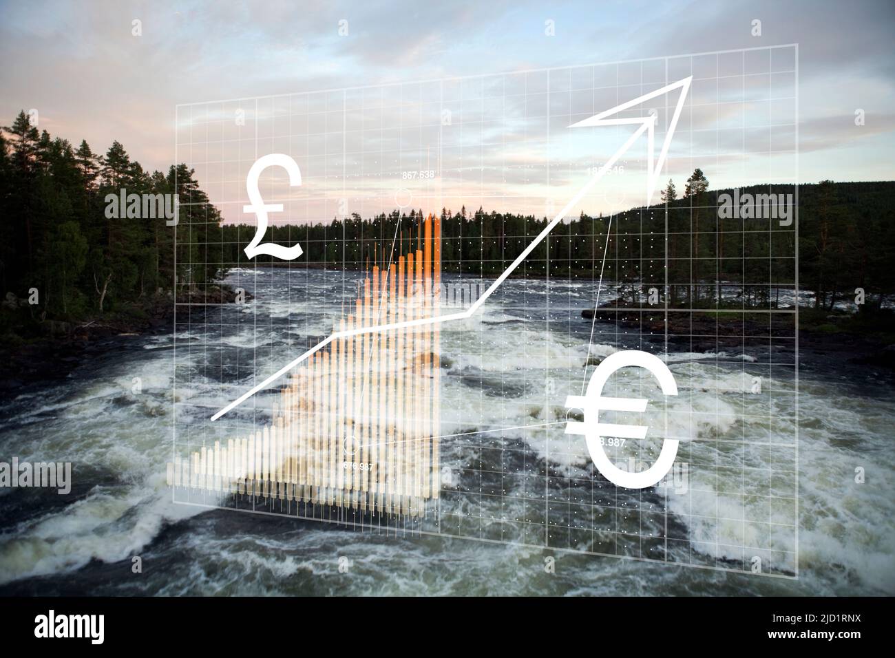 Financial chart and rapid river Stock Photo - Alamy