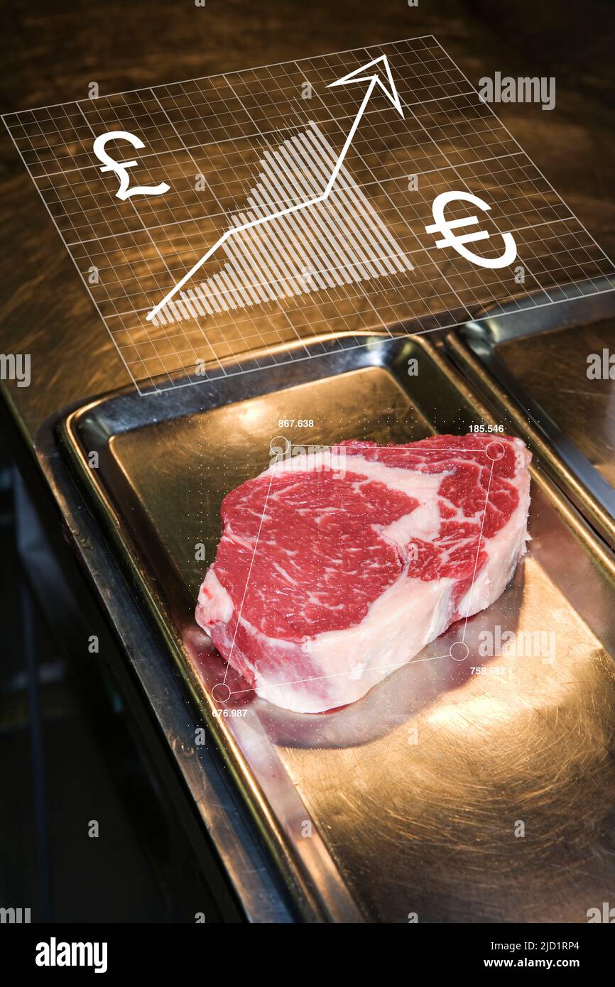 Financial chart and slice of raw meat Stock Photo - Alamy