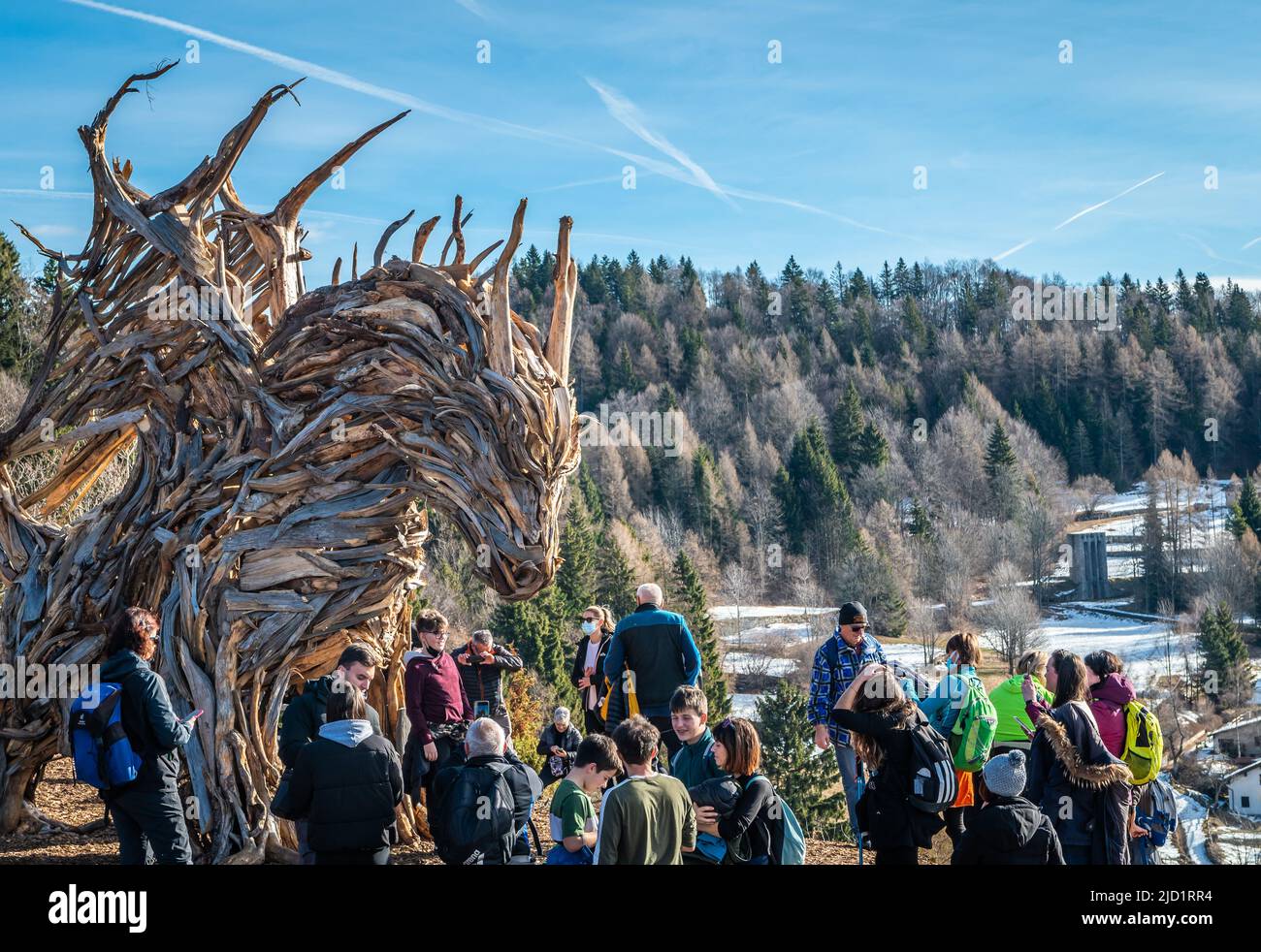 Drago Vaia (Vaia Dragon). The sculpture is the work of the artist Marco ...