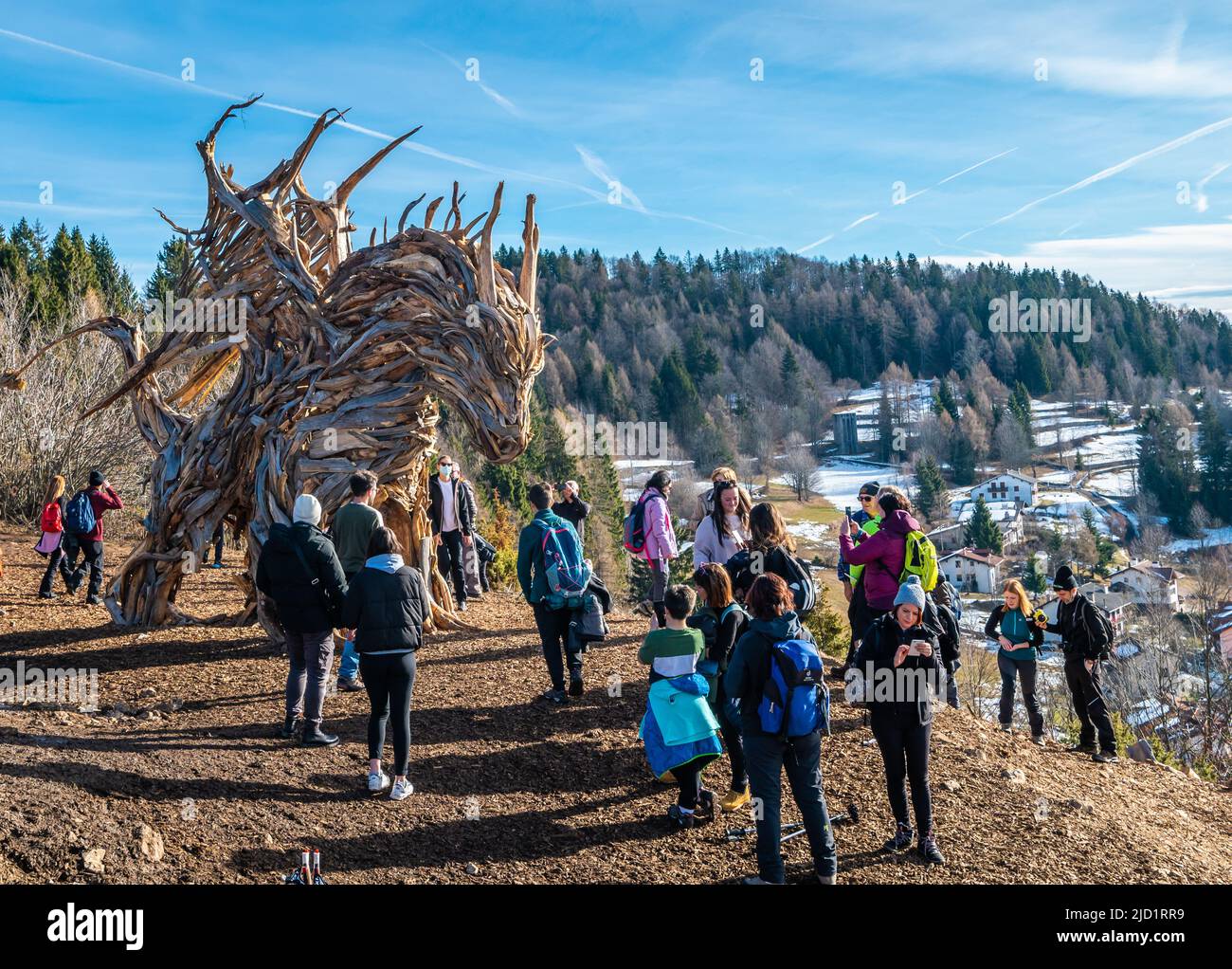 Drago Vaia (Vaia Dragon). The sculpture is the work of the artist Marco ...