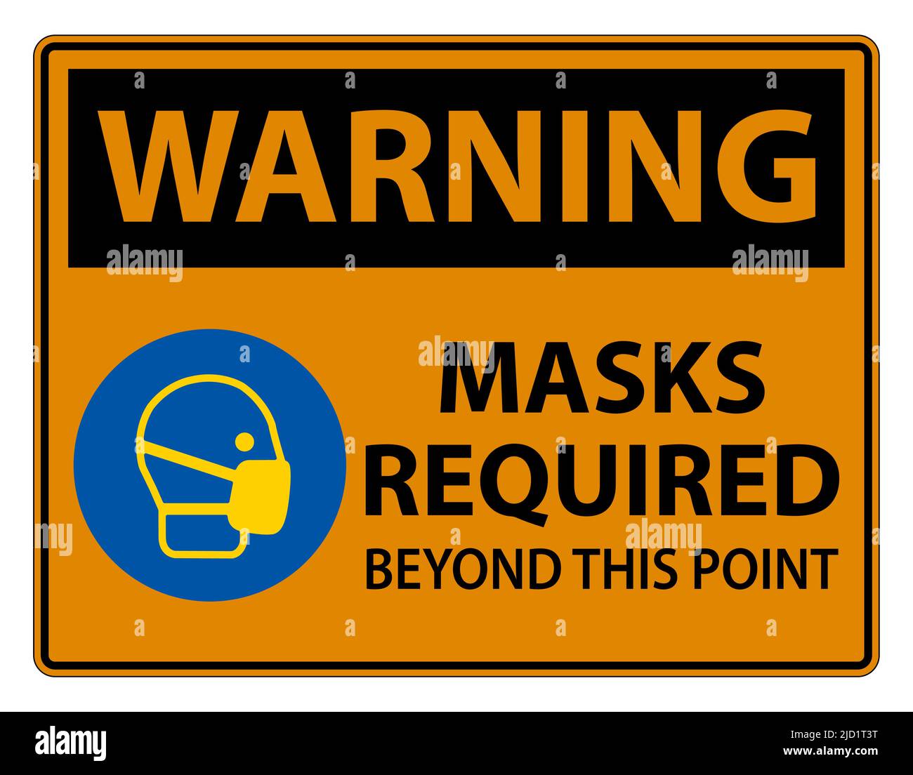 Warning Masks Required Beyond This Point Sign Isolate On White ...
