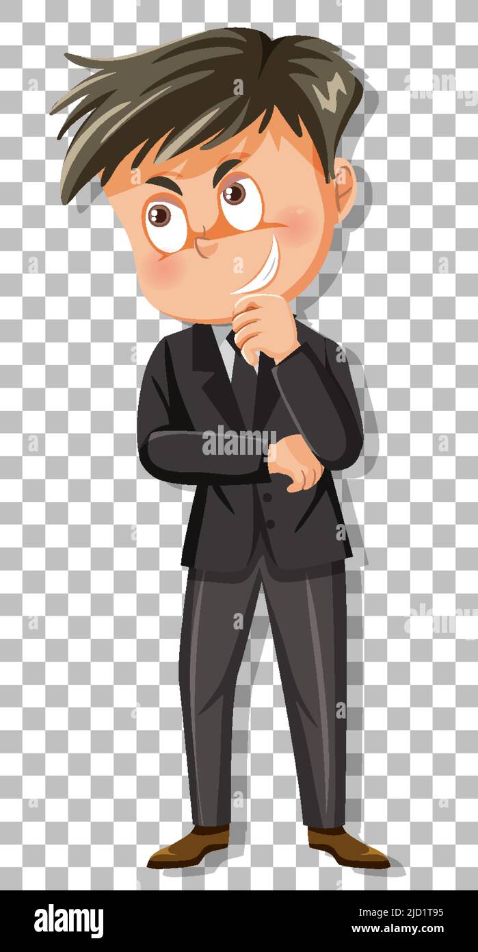 A crafty young man cartoon character on grid background illustration ...