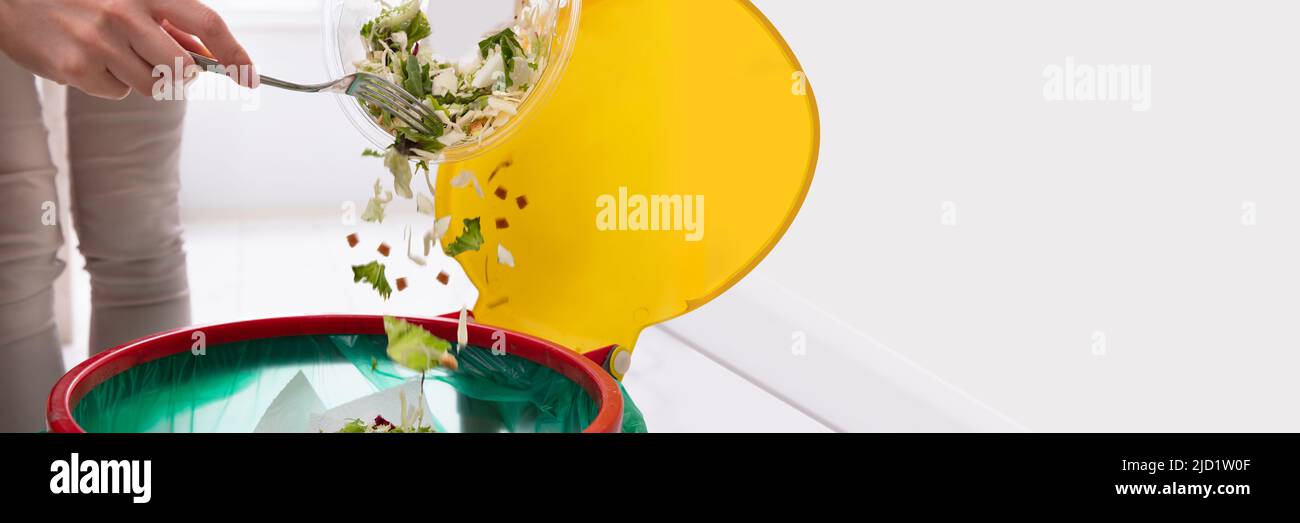 Close-up Of A Woman's Hand Throwing Vegetables In Trash Bin Stock Photo ...