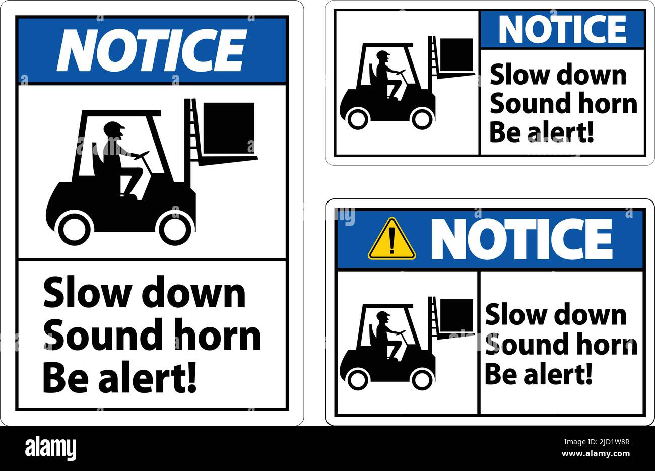 Notice 2-Way Slow Down Sound Horn Sign On White Background Stock Vector ...