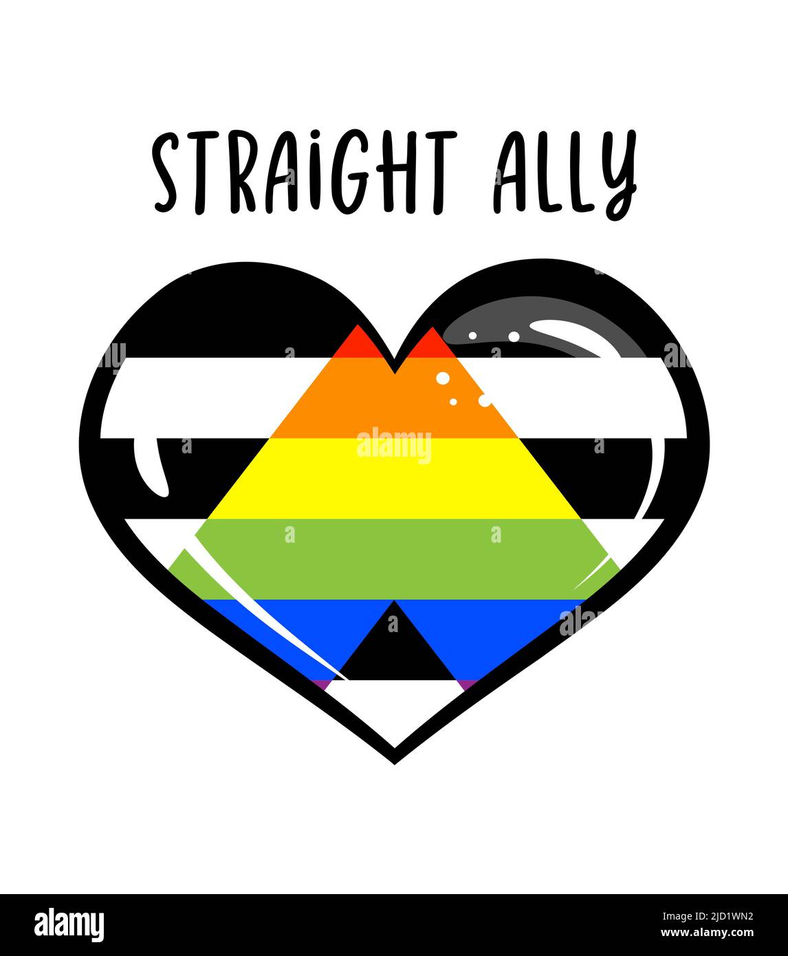 Straight ally heart symbol - Rainbow heart sticker Pride Banner. LGBT ...