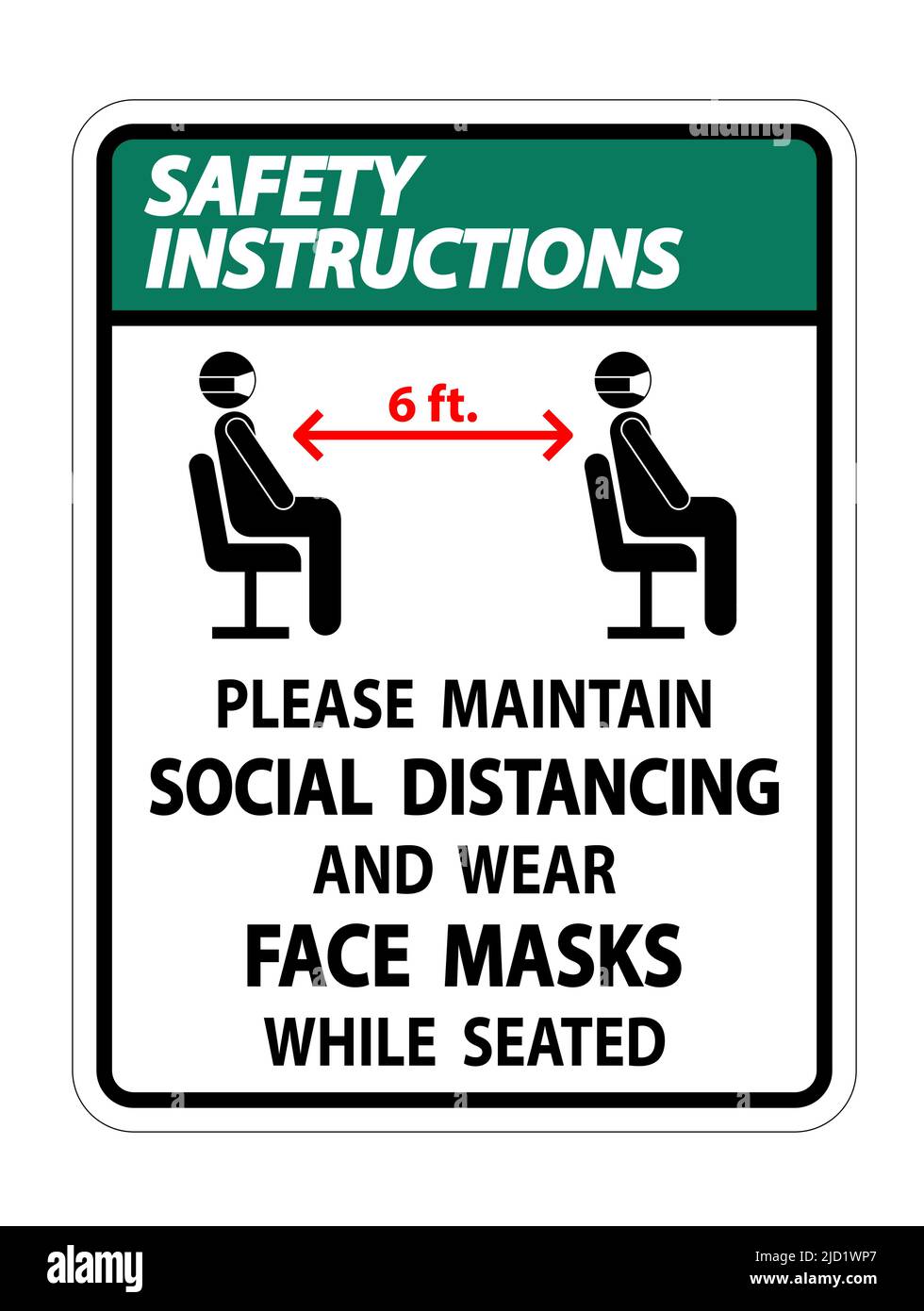 Safety Instructions Maintain Social Distancing Wear Face Masks Sign on ...