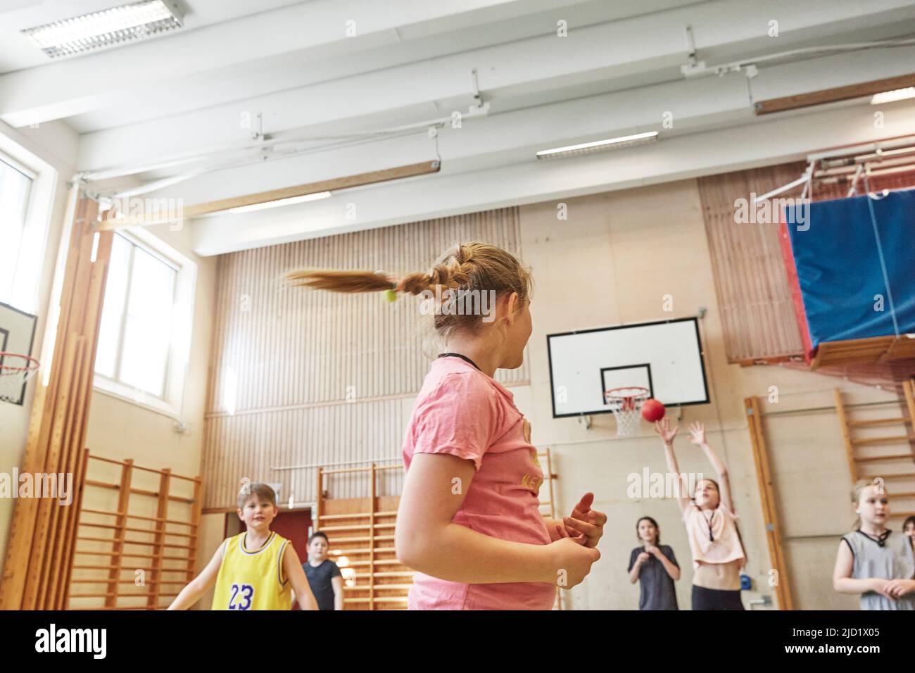 Children having PE class in school gym Stock Photo - Alamy