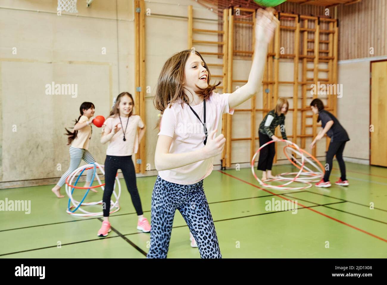 Children having PE class in school gym Stock Photo - Alamy